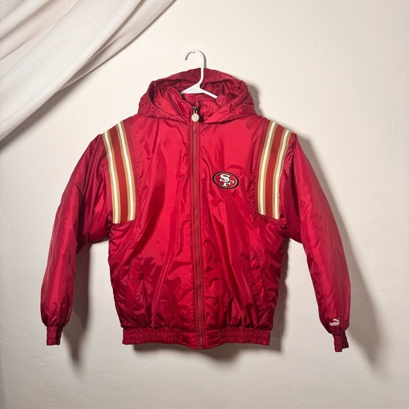 Puma | Jackets & Coats | Vintage Puma San Francisco 49ers Hooded Puffer ...